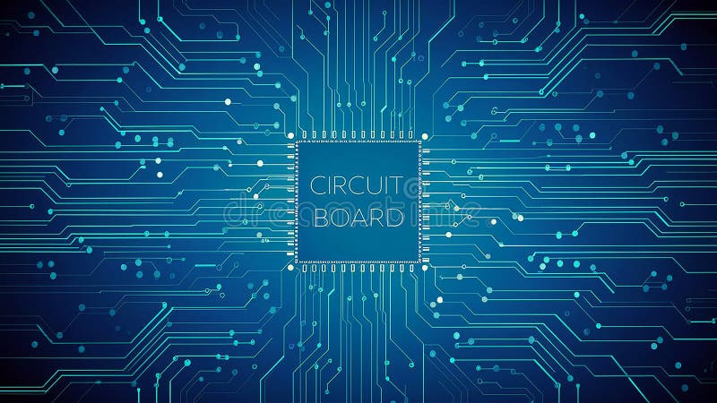 Digital Circuit Board Micro Chips Connected Network Line Computer ...