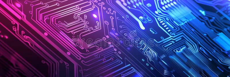 A Digital Circuit Board with Neon Lighting is a Complex Mix of ...