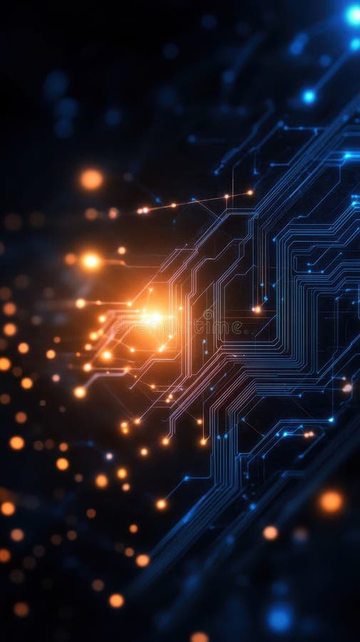 Digital Circuit Design with Glowing Lights and Patterns Stock ...