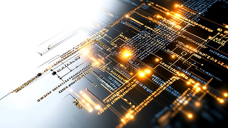 Digital Circuit Design with Glowing Lines and Intricate Patterns Stock ...