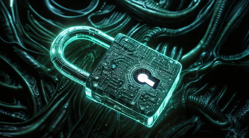 Green Lock with a Glowing Keyhole. AI Generated Stock Footage - Video ...