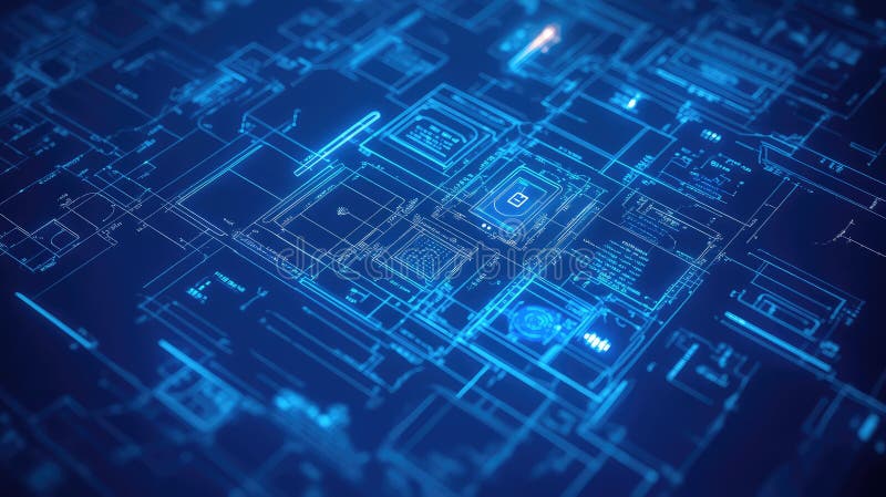 Digital Circuit Diagram Showing Engineering Technology Blueprint Stock Illustration ...