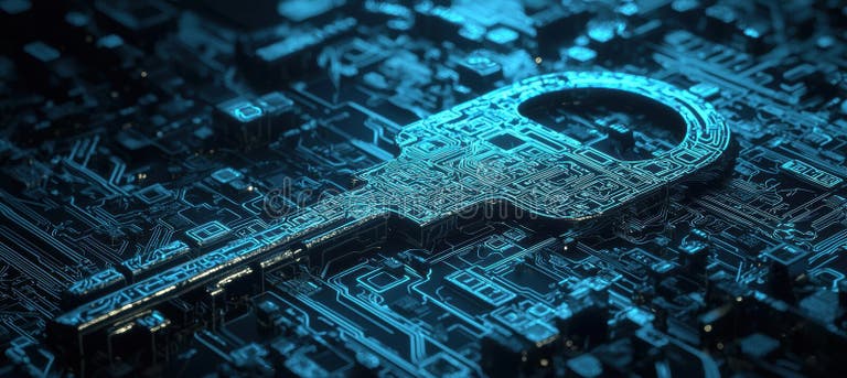 Digital Circuit Key and Lock Symbolizing Modern Security Technology ...