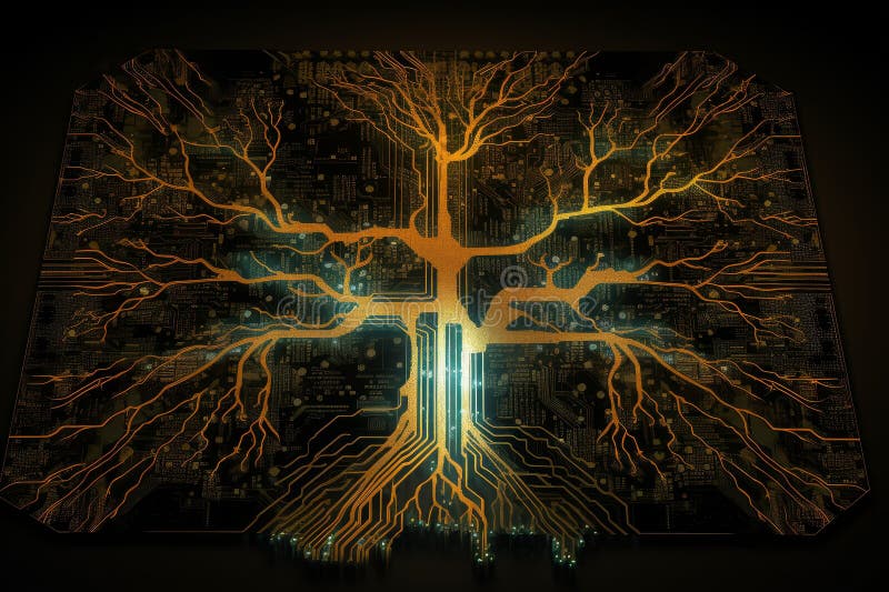 Digital Circuit Tree. Generate Ai Stock Illustration - Illustration of ...