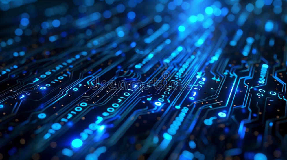 Digital Circuitry: a Glowing Network of Binary Code Stock Illustration ...