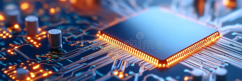 Digital Circuitry Innovation Hightech Circuit Board Glowing Connections ...