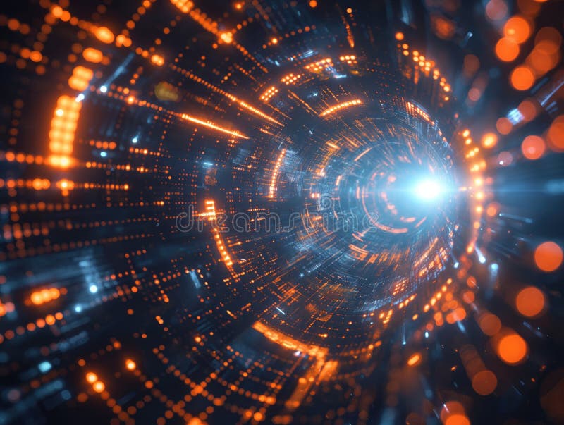 Digital Circular Background with Glowing Elements Stock Image - Image ...