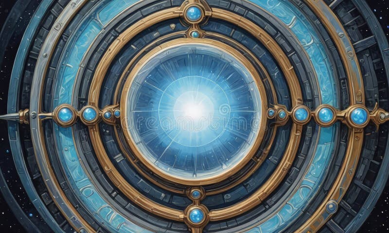 Digital Circular Design with Central Blue and Gold Ring, Surrounded by ...