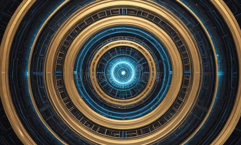 Digital Circular Pattern with Concentric Rings Varying Shades Blue and ...