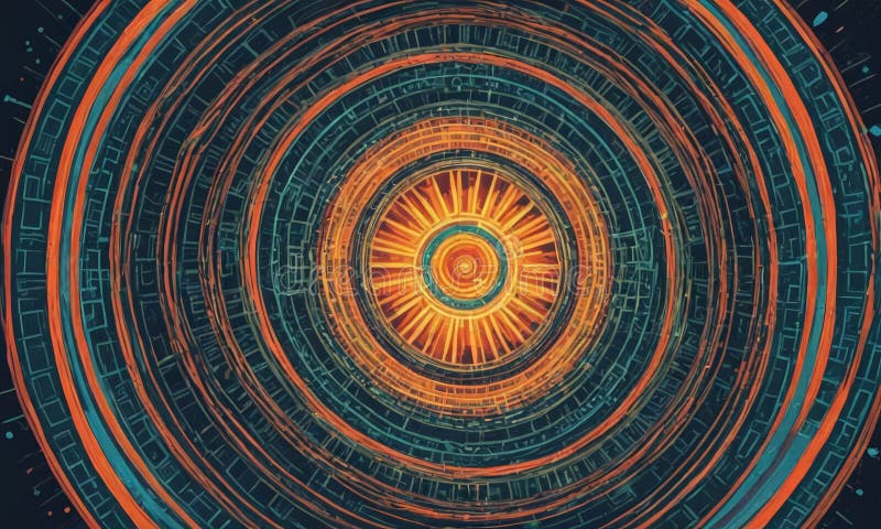 Digital Circular Pattern with Concentric Rings Varying Shades Orange ...