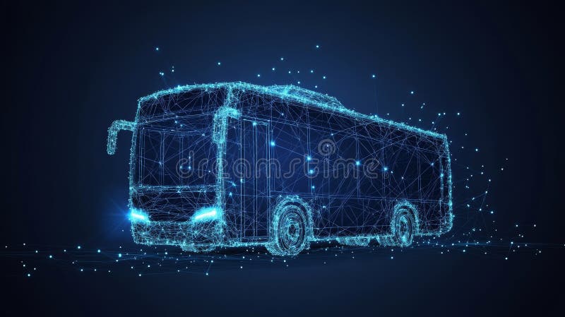 Digital City Bus Abstract Transportation Icon with Connected Dots and ...