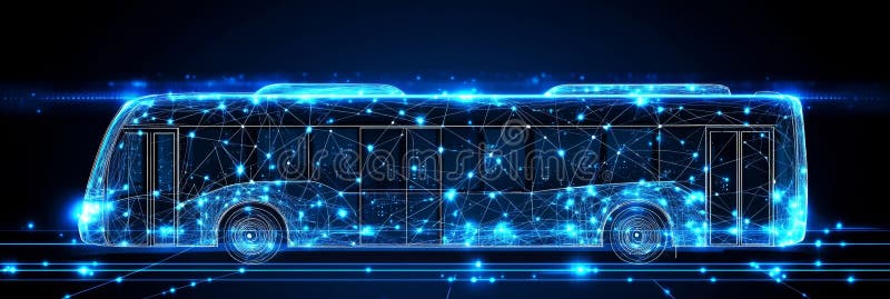 Digital City Bus, Abstract Vehicle Icon with Connected Dots and ...