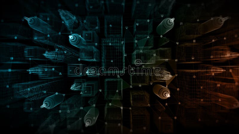 Digital City, Digital Cyberspace with Particles and Digital Data ...