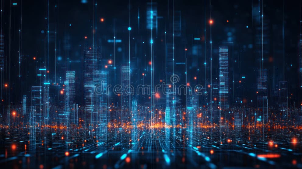 Digital City, Glowing Network, Urban Data Visualization Stock ...