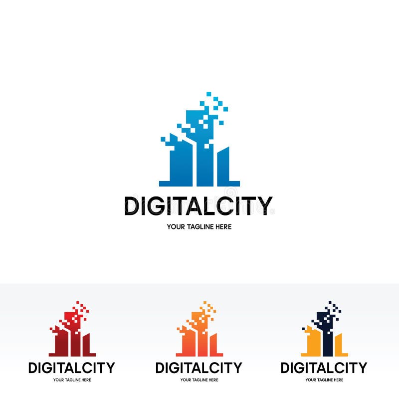 Digital City Logo Design Template Stock Vector - Illustration of color ...