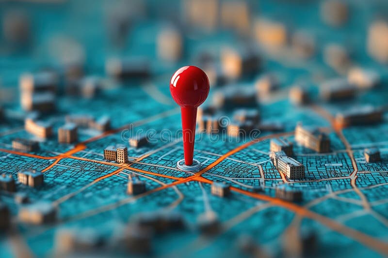 Digital City Map Shows Precise Location Marked by Red Pin. Interactive ...