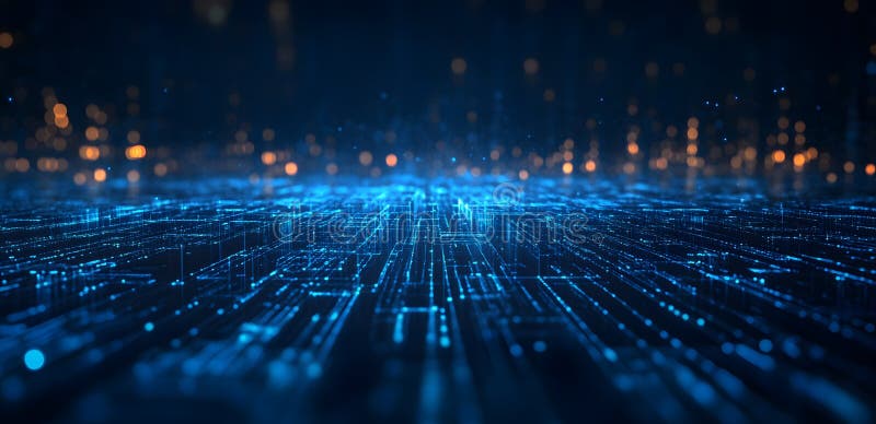 Digital City Network Illustration in Deep Blue Tones Stock Illustration ...