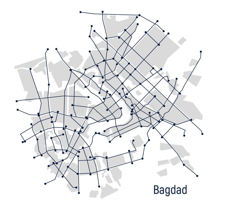 Map of the City of Baghdad, Iraq Stock Illustration - Illustration of ...