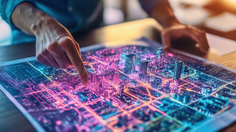 Digital City Planning Meeting with Interactive Map and City Layout ...