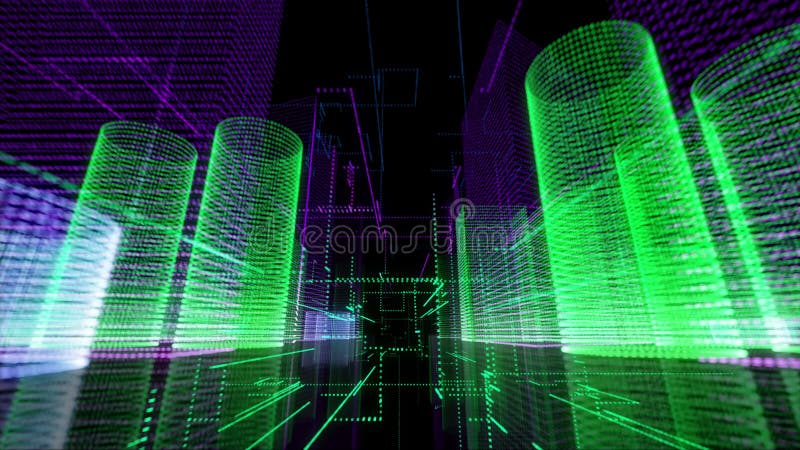 Digital City Retro Glowing Background Loop. Stock Video - Video of ...