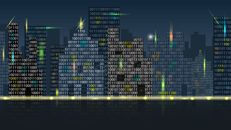 Digital city stock vector. Illustration of night, data - 65455235