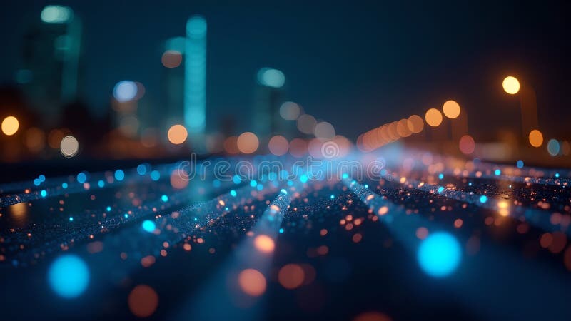 Digital Cityscape: Abstract Data Flow Visualization Stock Illustration ...