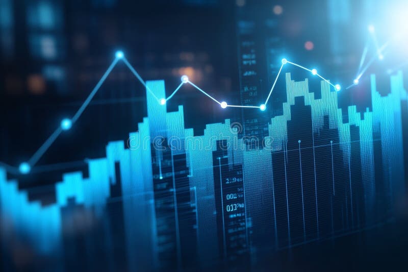 Digital Cityscape with Blue Hue and Holographic Structures, Data Grid ...