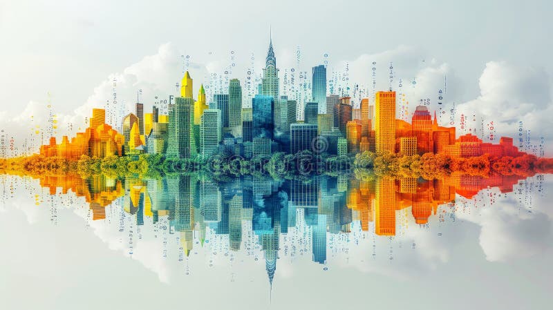 Digital Cityscape.a Glimpse into Tomorrow Stock Illustration ...