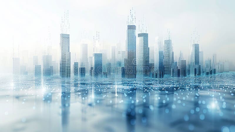 Digital Cityscape with Connected Network Lights. Generative Ai Stock ...