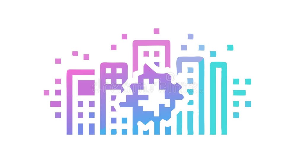 Digital Cityscape with Data Flow, Smart Urbanization, Vector Design ...