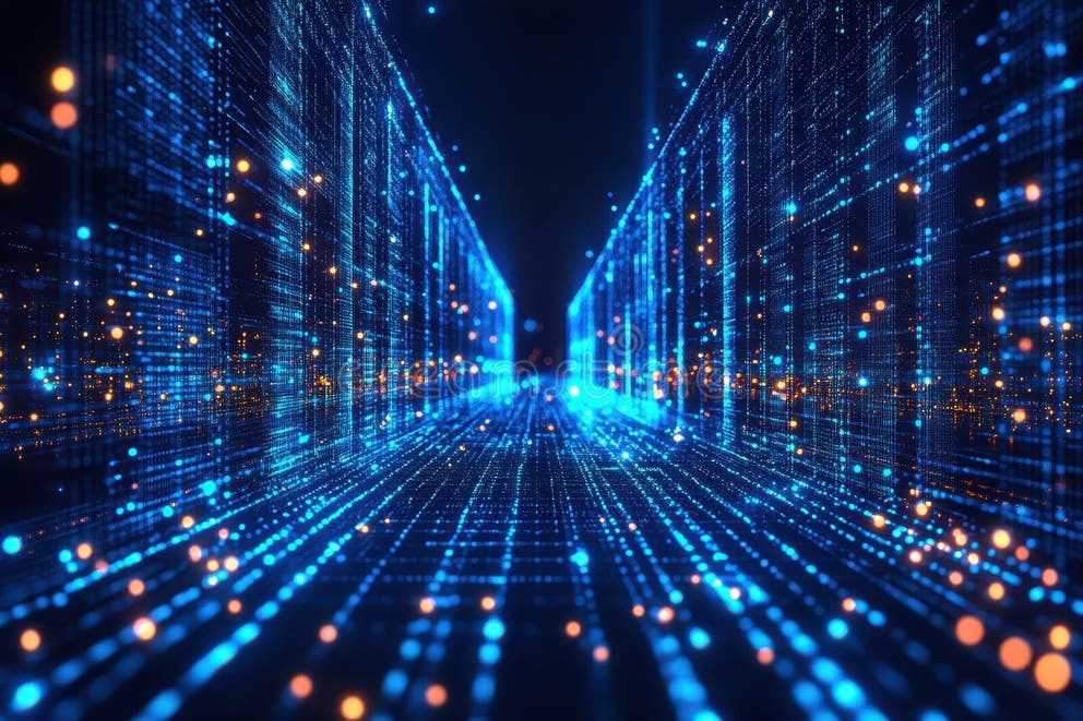 Digital Cityscape Data Stream Network Flow Visualization Stock ...