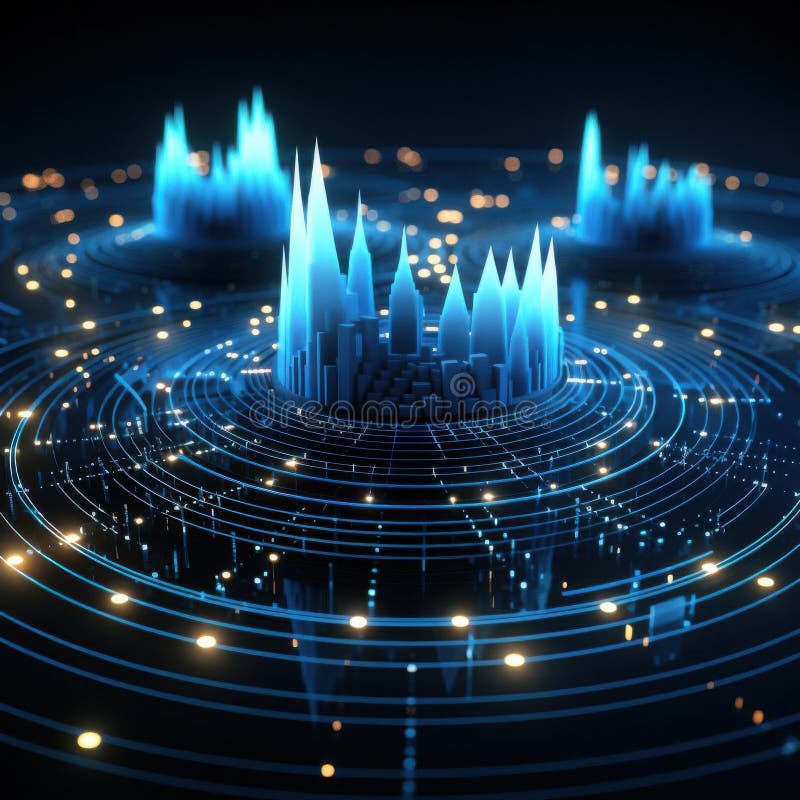 Digital Cityscape Data Visualization Stock Photo - Image of ...