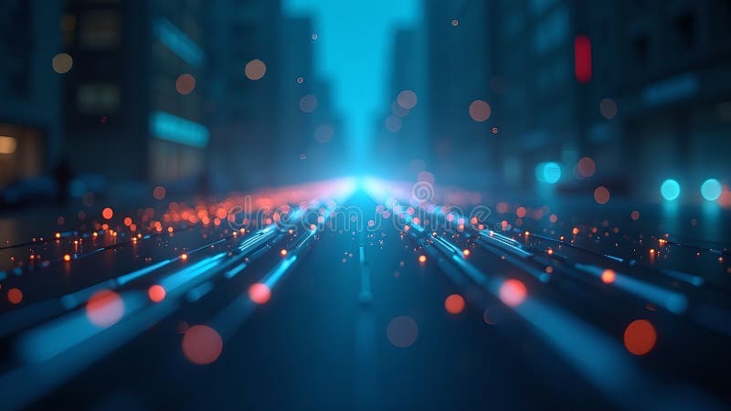 Digital Cityscape, Emerging Technologies on Display Stock Illustration ...