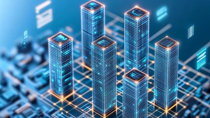 Digital Cityscape Futuristic Smart City Network Technology Stock ...