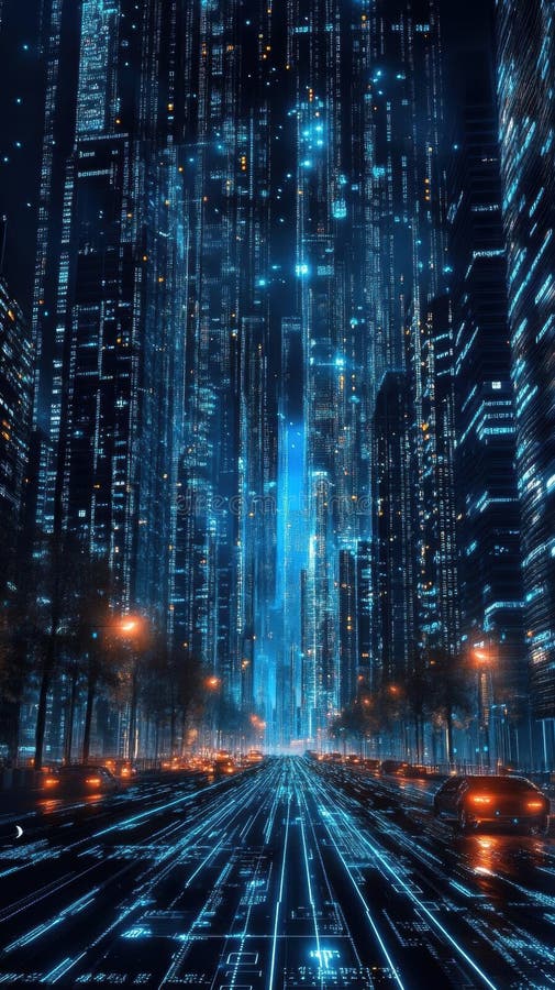 Digital Cityscape, a Futuristic Vision of Urban Technology Stock Image ...