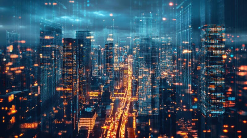 Digital Cityscape, a Futuristic Vision of Urbanization and Connectivity ...