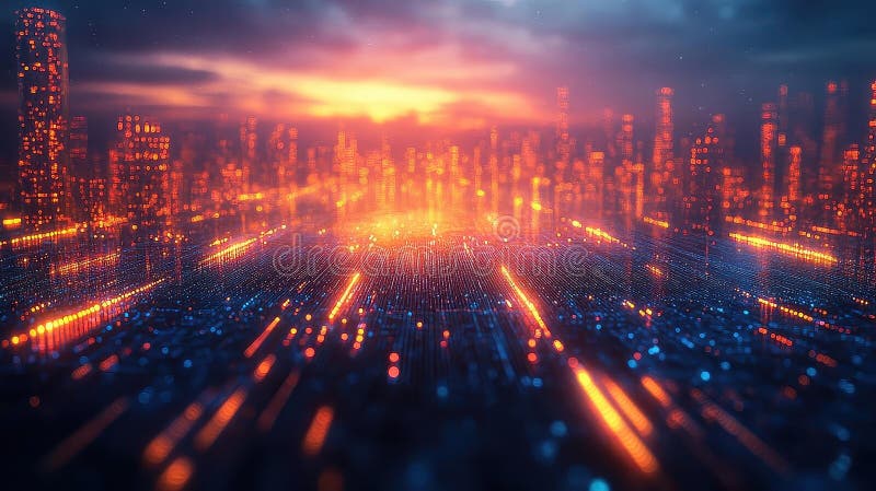 Digital Cityscape, a Futuristic Vision of Urbanization with Technology ...