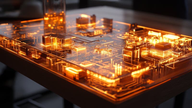 Digital Cityscape with Glowing Circuitry Highlights Modern Technology ...