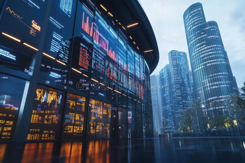 Digital Cityscape, Modern Skyscrapers Reflecting Data and Technology ...