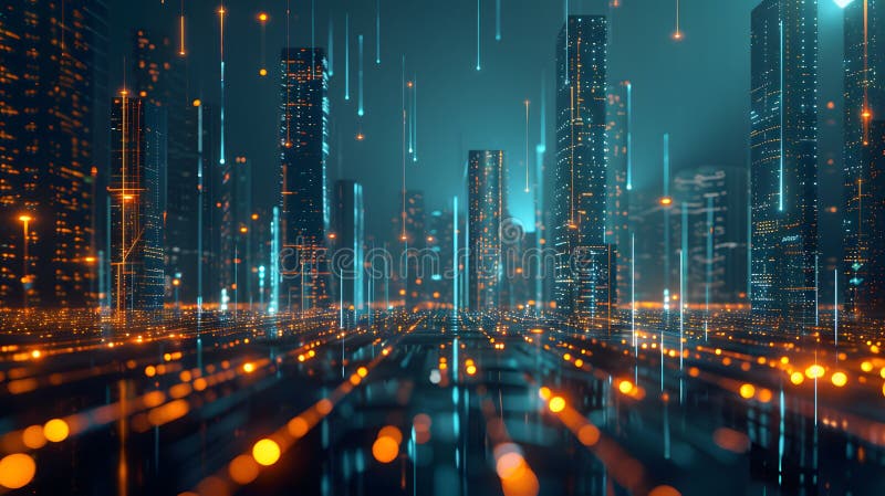 Digital Cityscape Raylight Motion Background Stock Illustration - Illustration of dynamic ...