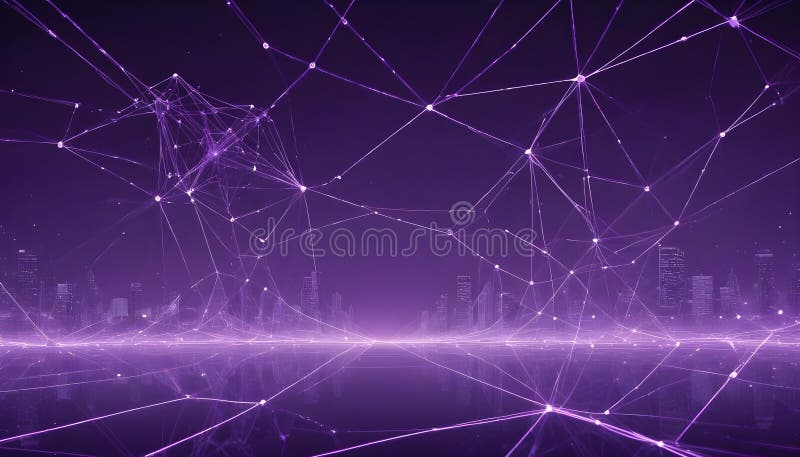 A Digital Cityscape Rendered with a Mesh of Interconnected Lines and ...