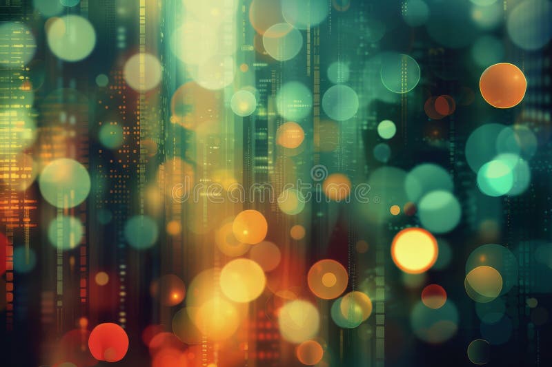 Digital Cityscape with Round Light Elements Stock Illustration ...