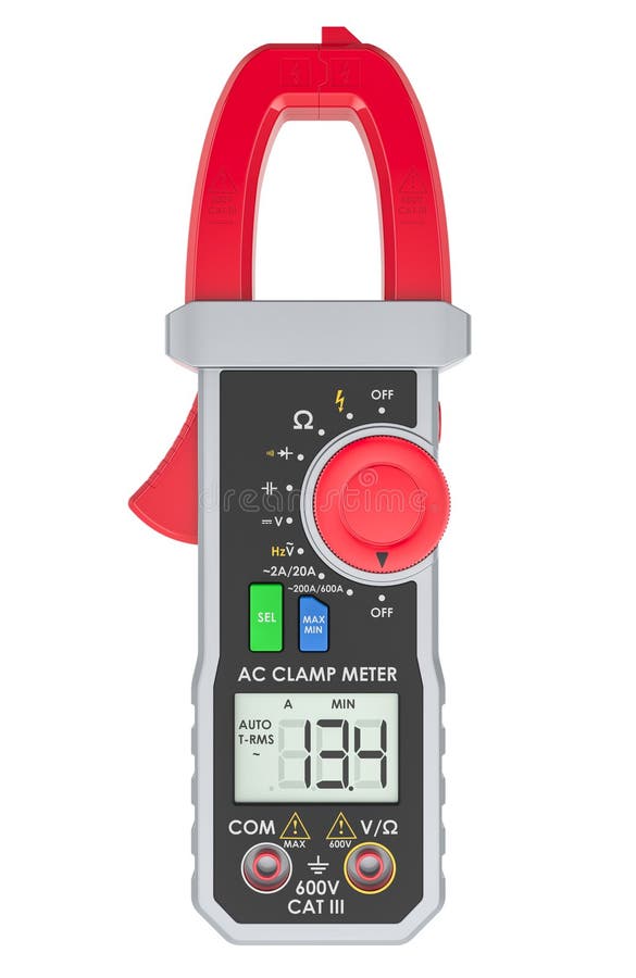 Digital Clamp Meter Multimeter, Front View. 3D Rendering Stock ...