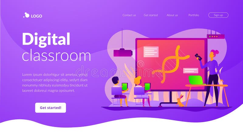 Digital Classroom Landing Page Template. Stock Vector - Illustration of ...