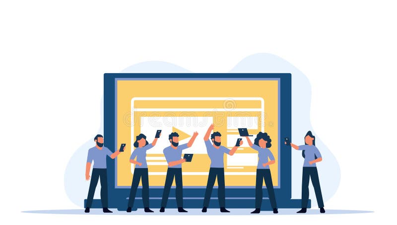 Digital Classroom Virtual Learning Education Concept Illustration ...