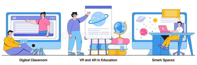 Digital Classroom, VR and AR in Education, Smart Spaces Concept with ...