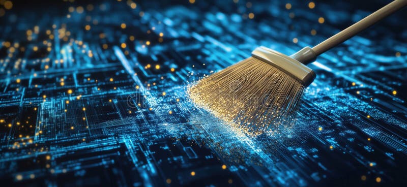 Digital Cleaning Process with Broom Sweeping Data Sparks from Circuit ...
