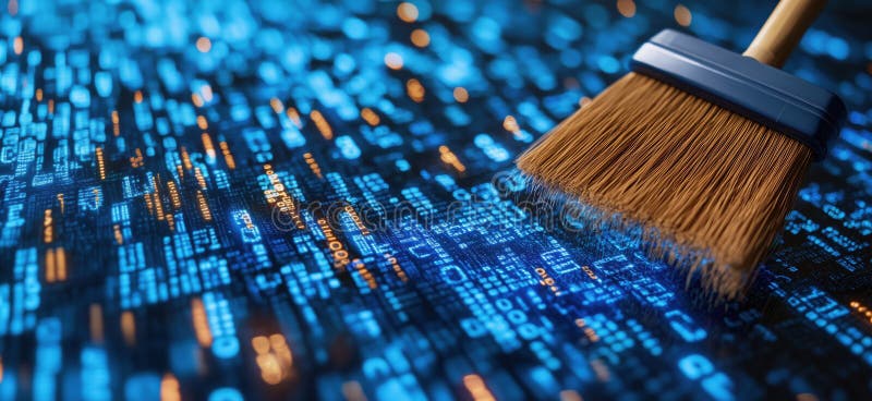 Digital Cleaning Process Represented by Broom Sweeping through Binary ...