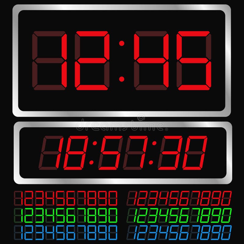 Digital clock and numbers stock vector. Illustration of design - 46229433
