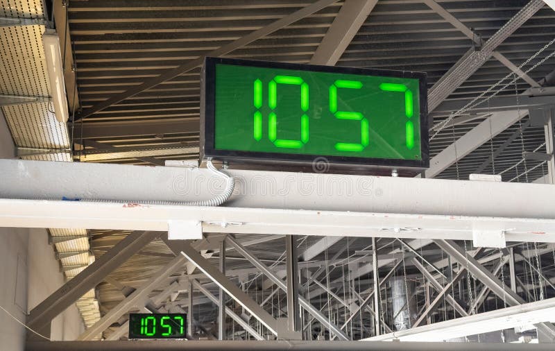 Digital Clock in Airport Terminal. Stock Image - Image of electric ...